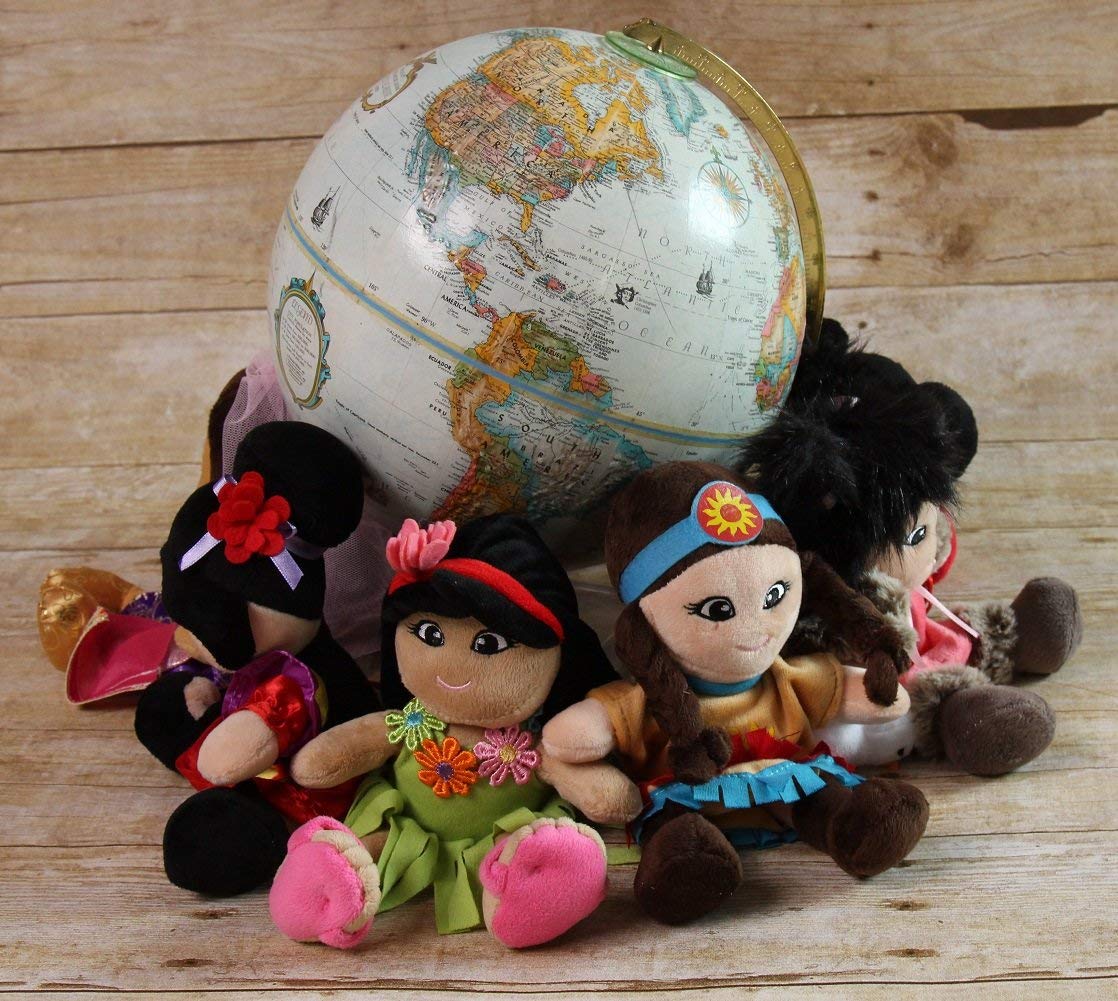 Snuggle Stuffs Soft Plush Around The World 8" Dolls, 8 Pack