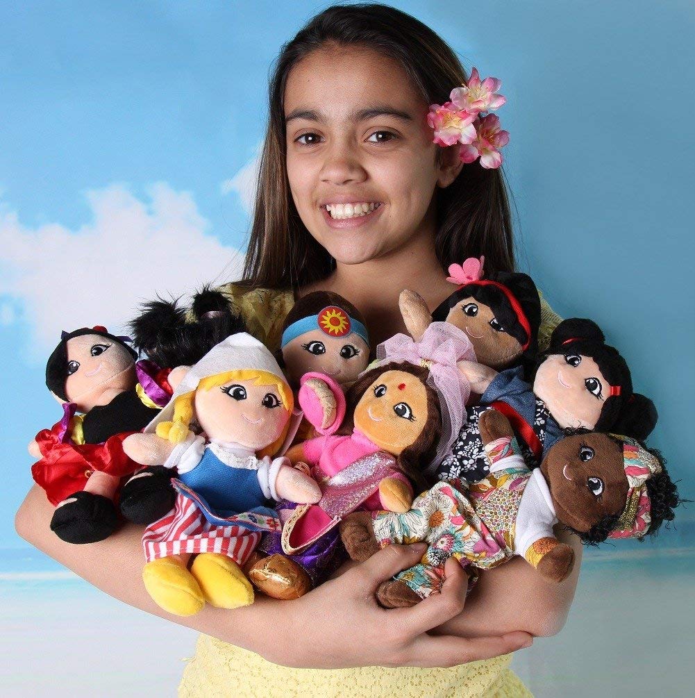 Snuggle Stuffs Soft Plush Around The World 8" Dolls, 8 Pack