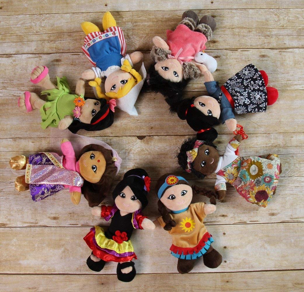 Snuggle Stuffs Soft Plush Around The World 8" Dolls, 8 Pack