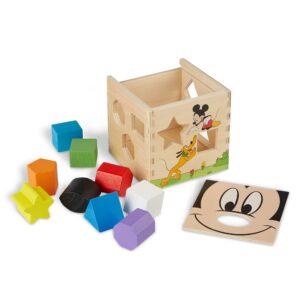 Melissa & Doug Disney Mickey Mouse & Friends Wooden Shape Sorting Cube - Mickey Mouse Toys, Classic Wooden Toys For Babies And Toddlers Ages 2+