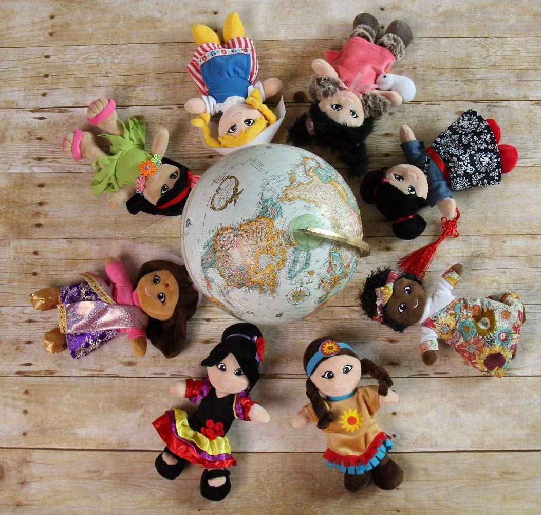 Snuggle Stuffs Soft Plush Around The World 8" Dolls, 8 Pack