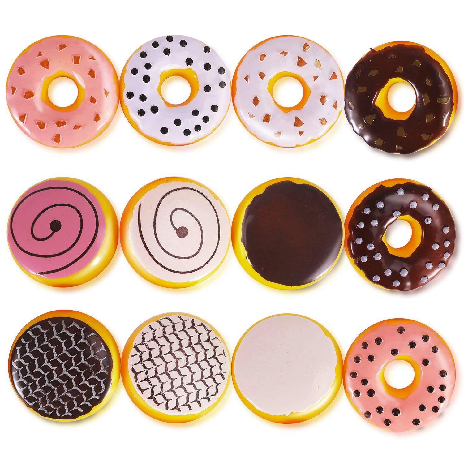 12 Piece Assorted Fake Donuts Pretend Play Toy Faux Doughnuts Food Set for Kids