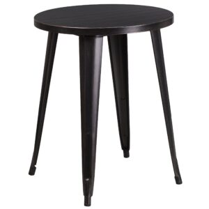 flash furniture webb commercial grade 24" round black-antique gold metal indoor-outdoor table