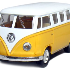 KiNSMART 5in Die-cast 1962 VW Classic Bus 1/32 Scale (Yellow), Pull Back n Go Action. For unisex