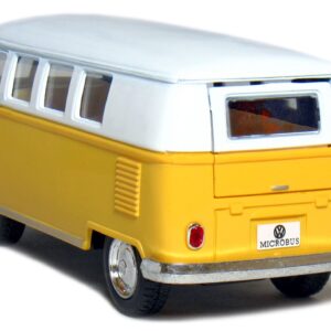 KiNSMART 5in Die-cast 1962 VW Classic Bus 1/32 Scale (Yellow), Pull Back n Go Action. For unisex