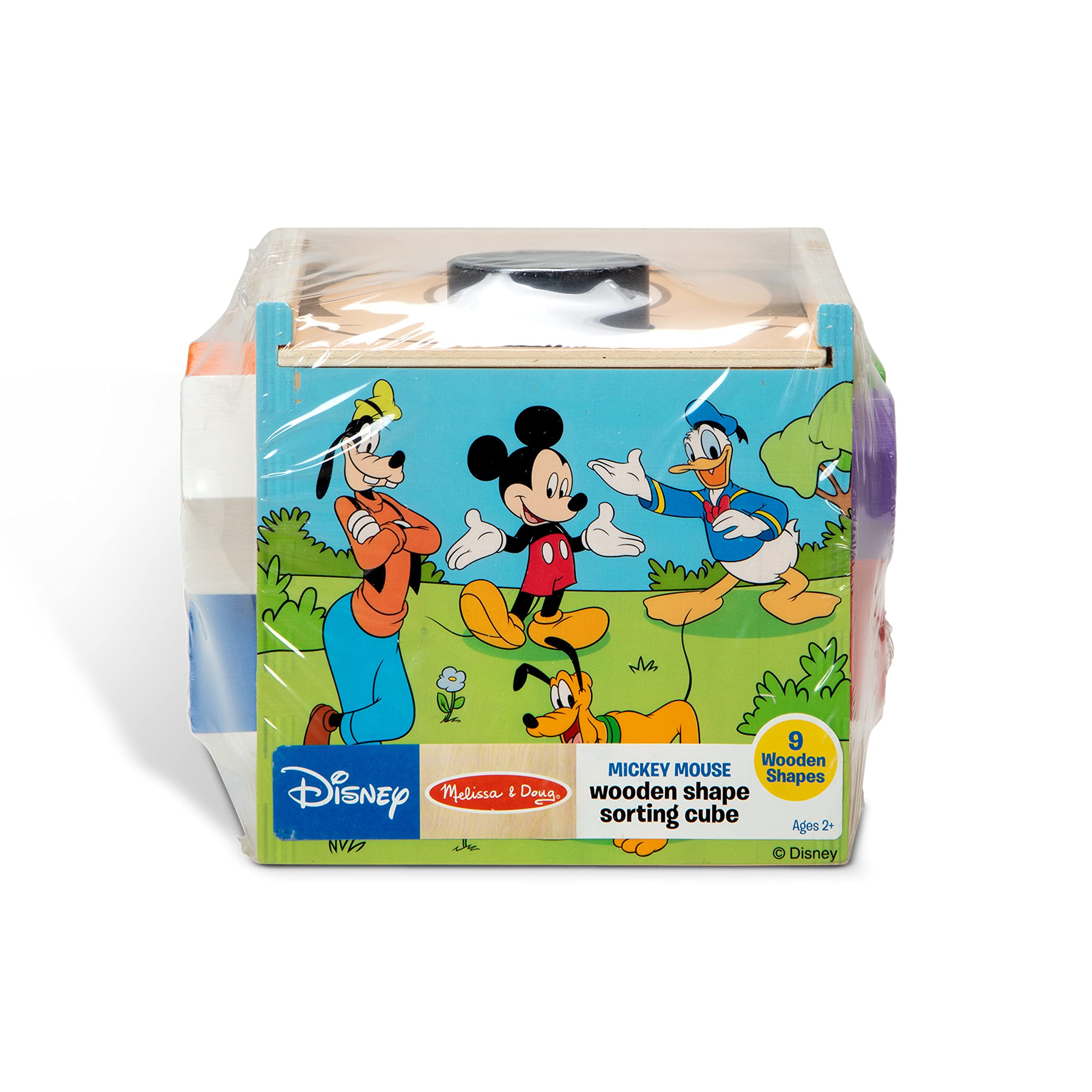 Melissa & Doug Disney Mickey Mouse & Friends Wooden Shape Sorting Cube - Mickey Mouse Toys, Classic Wooden Toys For Babies And Toddlers Ages 2+