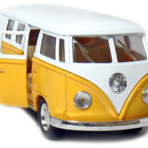 KiNSMART 5in Die-cast 1962 VW Classic Bus 1/32 Scale (Yellow), Pull Back n Go Action. For unisex