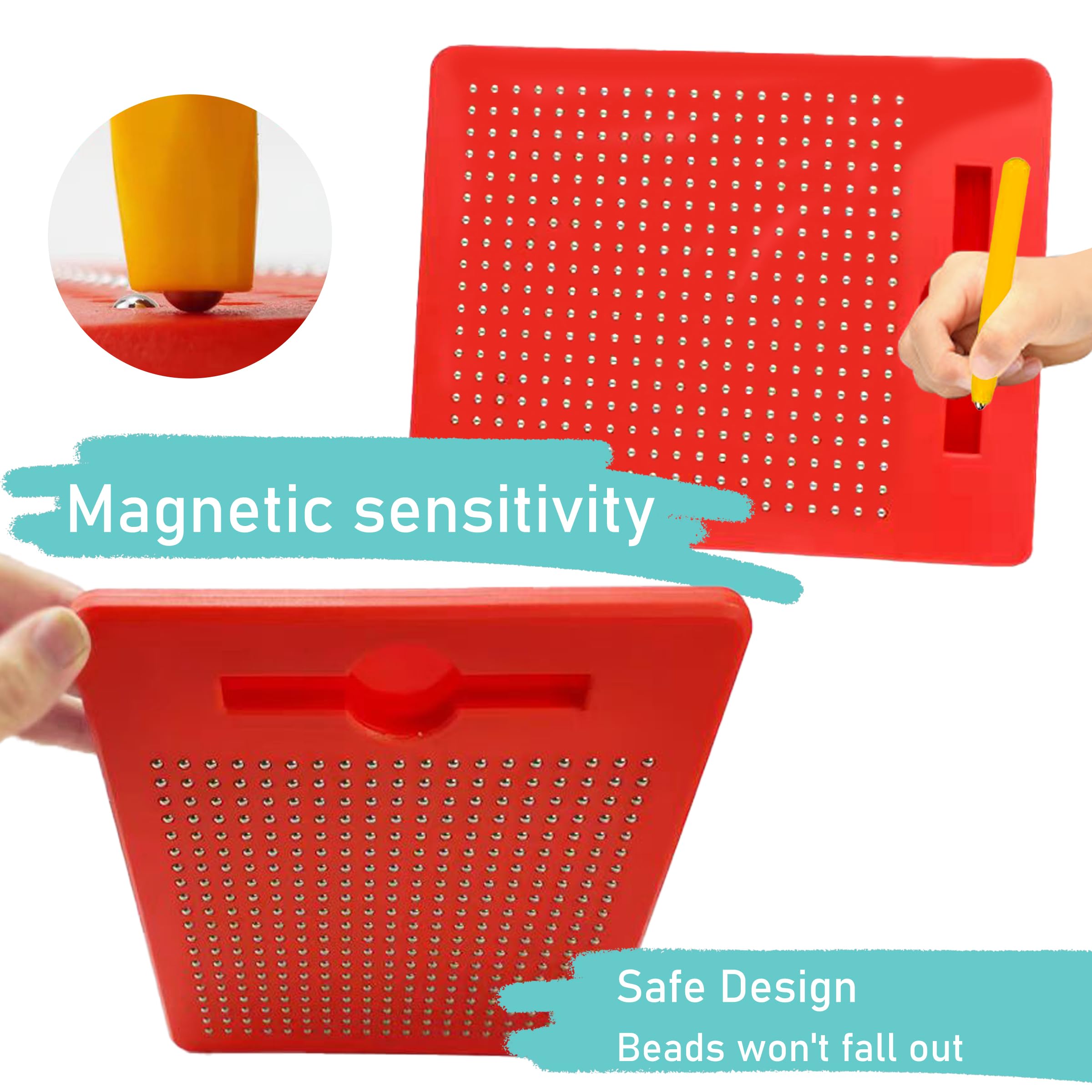 Magnetic Drawing Board - Push Peel Sensory Activity Board for Kids Ages 4-8 - Perfect Travel Toy, Magnetic Doodle Board for Kids Travel Activities