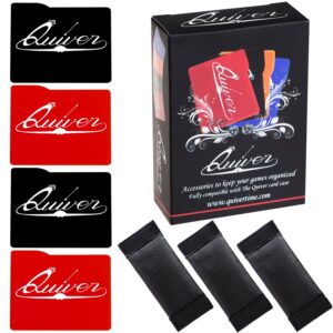 quiver time card case dividers & separators (7-piece set) game organizers - ideal for tabletop gaming, trading, figures, dice, accessories - use with card storage boxes (red & black, accessories)