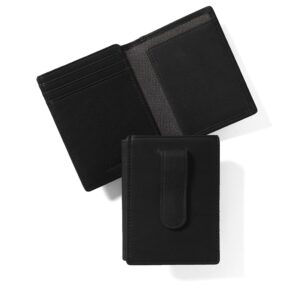 leatherology premium black oil men's money clip card holder wallet with id window