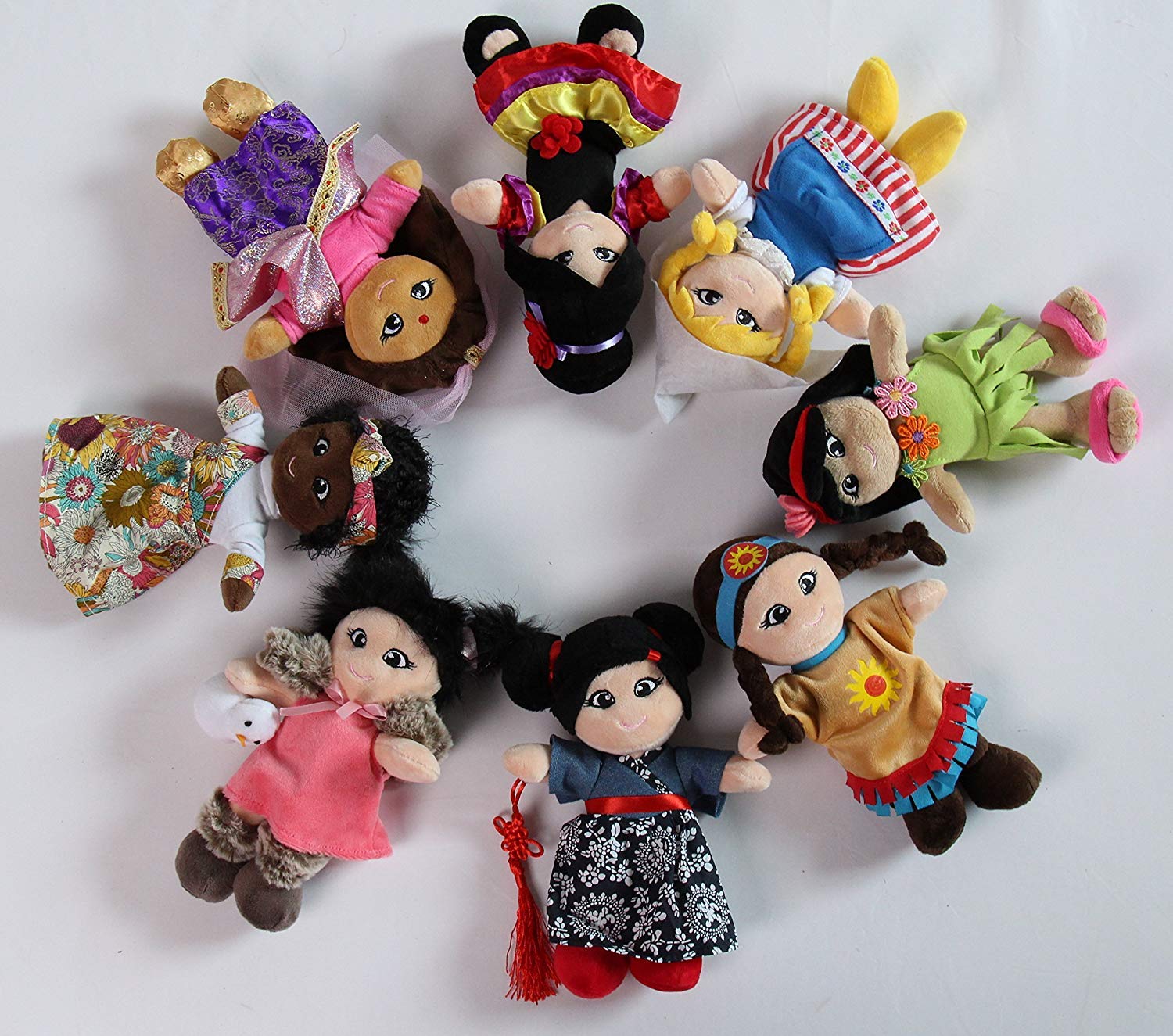 Snuggle Stuffs Soft Plush Around The World 8" Dolls, 8 Pack