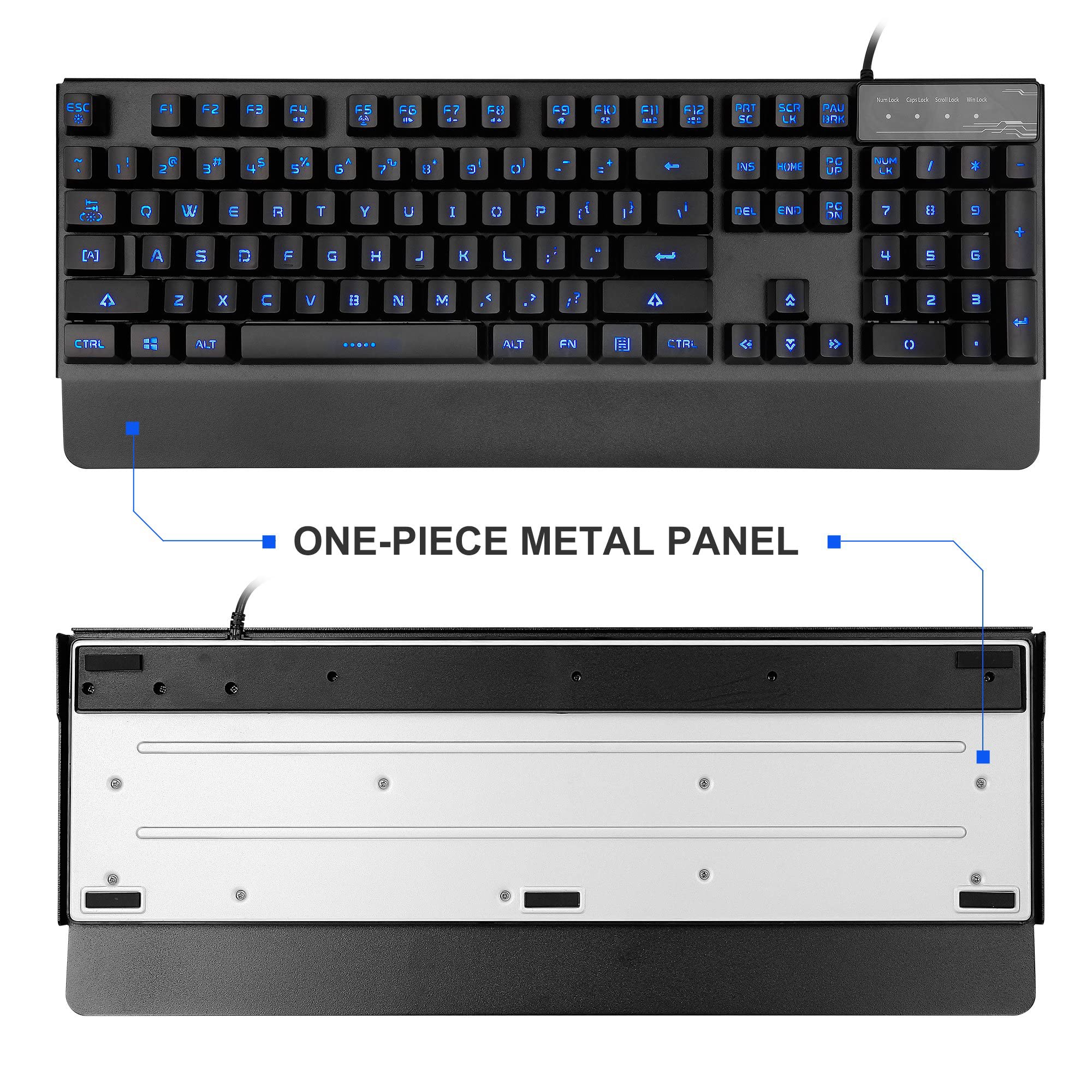 SADES K1 Metal Gaming Keyboard Wired USB 3 Colors Backlight PC Computer Keyboard with 19 Non-Conflict Keys