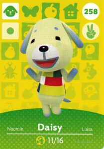 nintendo animal crossing happy home designer amiibo card daisy 258/300 usa version