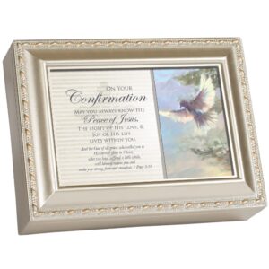 cottage garden confirmation may you know peace silvertone rope trim jewelry music box plays amazing grace