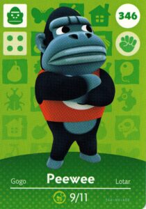 nintendo animal crossing happy home designer amiibo card peewee 346/400 usa version