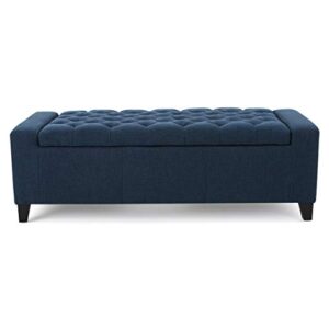 christopher knight home hikaru fabric storage ottoman, dark blue dimensions: 20.50”d x 51.00”w x 17.00”h