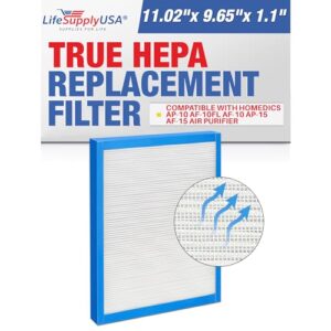 lifesupplyusa true hepa filter replacement compatible with homedics ap-10 af-10fl af-10 ap-15 af-15 air purifier