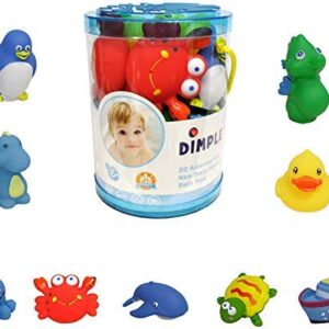 Dimple Set of 20 Floating Bath Toys, Sea Animals Squirter Toys for Boys & Girls, Assorted Sea Animals Friends, Squeeze to Spray! Tons of Fun, Great for Kids & Toddlers