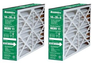 reservepro 16x25x5 # 4511 furnace filter, actual size:15 5/8" x 24 3/16" x 4 15/16" case of 2 filters.