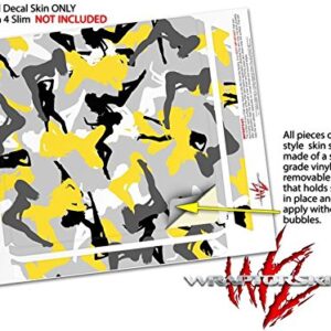 Vinyl Decal Skin Wrap compatible with Sony PlayStation 4 Slim Console Sexy Girl Silhouette Camo Yellow (PS4 NOT INCLUDED)