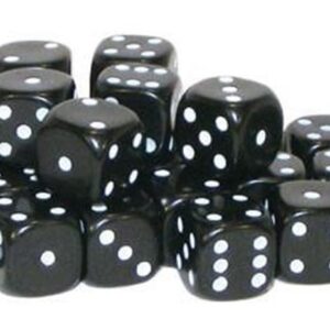 30x D6 Dice Pack | 10mm Classic Black Spot Six Sided Dice Set | For Classic and Professional Tabletop Dice Games | By Warlord Games