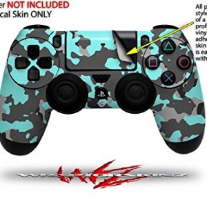 WraptorSkinz Skin Compatible with Sony PS4 Dualshock Controller PlayStation 4 Original Slim and Pro WraptorCamo Old School Camouflage Camo Neon Teal (Controller NOT Included)