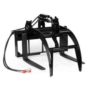 titan attachments hydraulic skid steer pallet fork grapple attachment v2 with 60in fork blades, 1/2in thick steel frame, quick tach mounting system