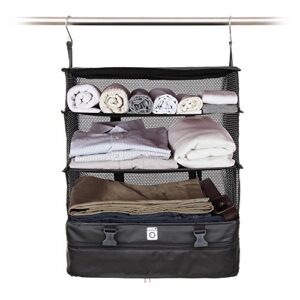 pack and fly portable luggage system - packing shelves & packing cube organizer - large black