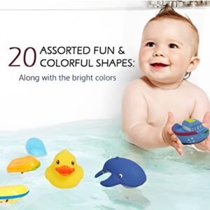 Dimple Set of 20 Floating Bath Toys, Sea Animals Squirter Toys for Boys & Girls, Assorted Sea Animals Friends, Squeeze to Spray! Tons of Fun, Great for Kids & Toddlers