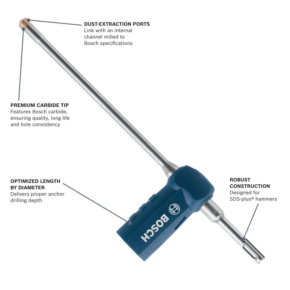 Bosch HCD2084 1/2 In. x 13 In. SDS-plus Speed Clean™ Dust Extraction Bit