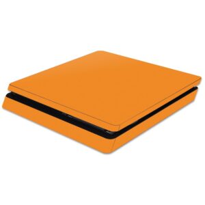 mightyskins skin compatible with sony ps4 slim console - solid orange | protective, durable, and unique vinyl decal wrap cover | easy to apply, remove, and change styles | made in the usa