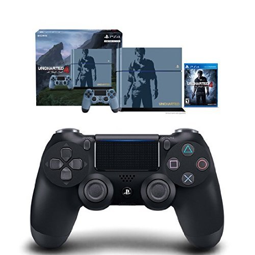 PlayStation 4 500GB Console - Uncharted 4 Limited Edition Bundle + Black DualShock 4 Wireless Controller