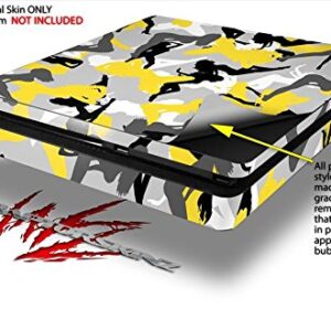 Vinyl Decal Skin Wrap compatible with Sony PlayStation 4 Slim Console Sexy Girl Silhouette Camo Yellow (PS4 NOT INCLUDED)