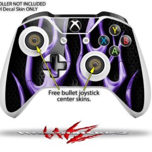 WraptorSkinz Decal Vinyl Skin Wrap Compatible with Xbox One S Console and Controllers - Metal Flames Purple