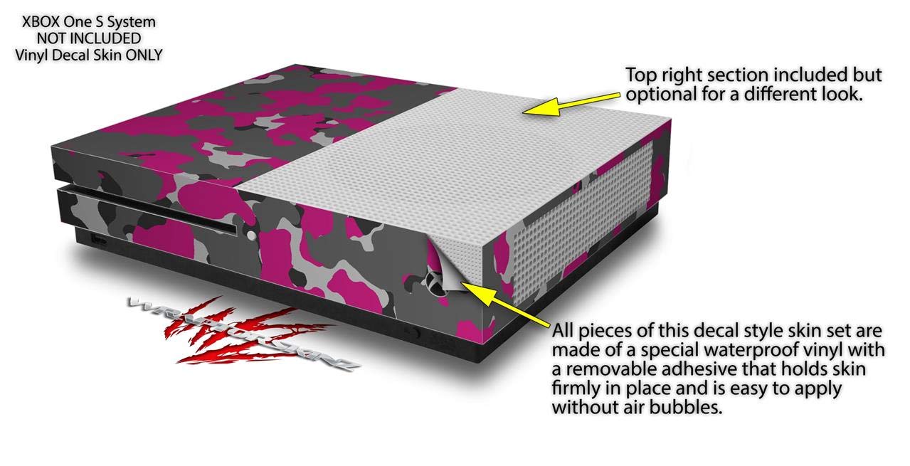 WraptorSkinz Decal Vinyl Skin Wrap Compatible with Xbox One S Console and Controllers - WraptorCamo Old School Camouflage Camo Fuschia Hot Pink