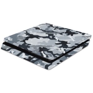 mightyskins skin compatible with sony ps4 slim console - gray camouflage | protective, durable, and unique vinyl decal wrap cover | easy to apply, remove, and change styles | made in the usa