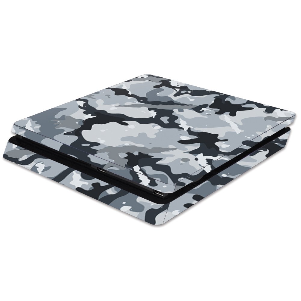 MightySkins Skin Compatible with Sony PS4 Slim Console - Gray Camouflage | Protective, Durable, and Unique Vinyl Decal wrap Cover | Easy to Apply, Remove, and Change Styles | Made in The USA