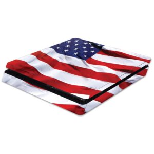 mightyskins skin compatible with sony ps4 slim console - american flag | protective, durable, and unique vinyl decal wrap cover | easy to apply, remove, and change styles | made in the usa