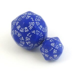 120-sided and 48-sided dice in blue