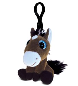 dollibu big eyes horse stuffed animal toy keychain - soft horse keychain stuffed animals small charm for backpack, handbag and purse, perfect horse plush animal toys for kids and adults - 5.75 inches