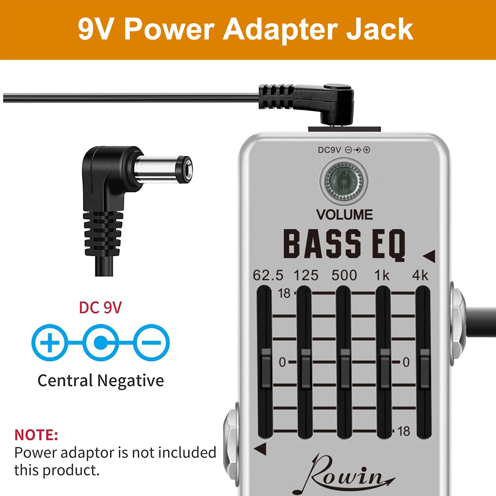 Rowin Bass Equalize Pedal 5 Band for Bass with True Bypass