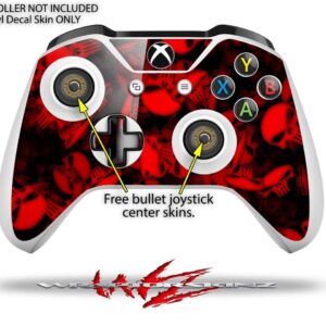 WraptorSkinz Decal Vinyl Skin Wrap Compatible with Xbox One S Console and Controllers - Skulls Confetti Red