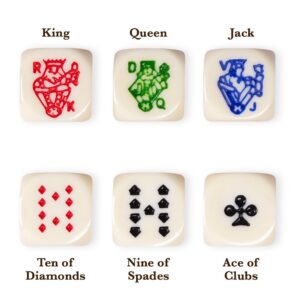 Set of 5 Poker Dice with Professional Bicast Leather Dice Cup, Great for Travel by Brybelly