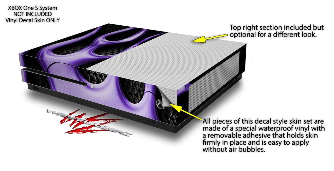 WraptorSkinz Decal Vinyl Skin Wrap Compatible with Xbox One S Console and Controllers - Metal Flames Purple