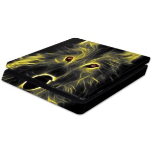 mightyskins skin compatible with sony ps4 slim console - neon wolf | protective, durable, and unique vinyl decal wrap cover | easy to apply, remove, and change styles | made in the usa