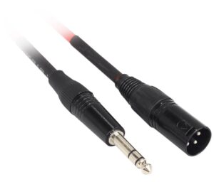 rockville rcxmb3r 3' male rean xlr to 1/4'' trs cable red 100% copper, 3 ft (rcxmb3-r)