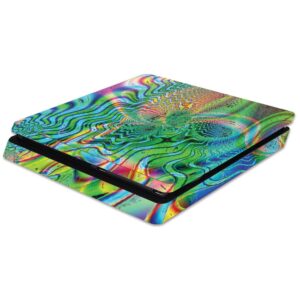 mightyskins skin compatible with sony ps4 slim console - psychedelic | protective, durable, and unique vinyl decal wrap cover | easy to apply, remove, and change styles | made in the usa