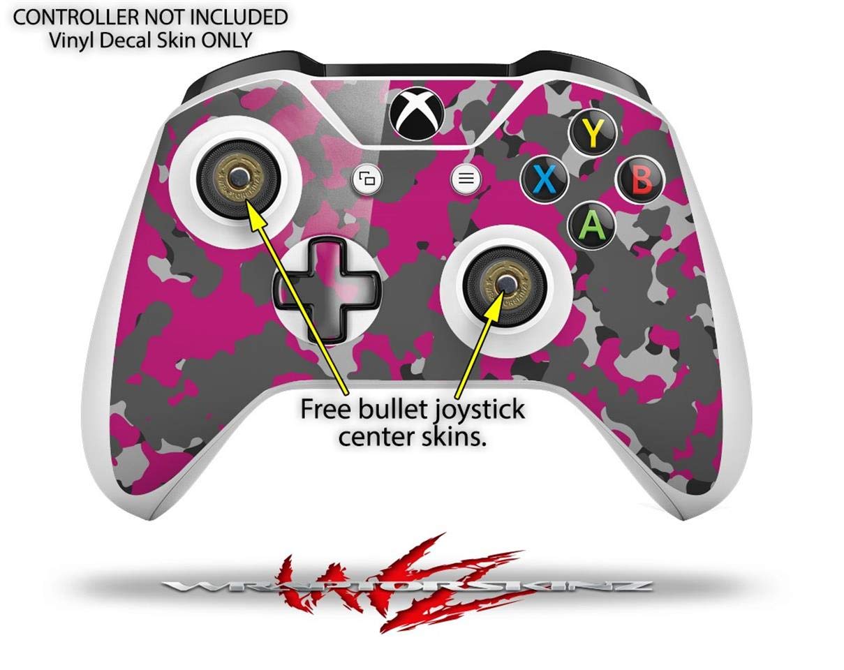 WraptorSkinz Decal Vinyl Skin Wrap Compatible with Xbox One S Console and Controllers - WraptorCamo Old School Camouflage Camo Fuschia Hot Pink