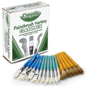 crayola paintbrush variety classpack, school supplies, 36 large paint brushes for kids, assorted