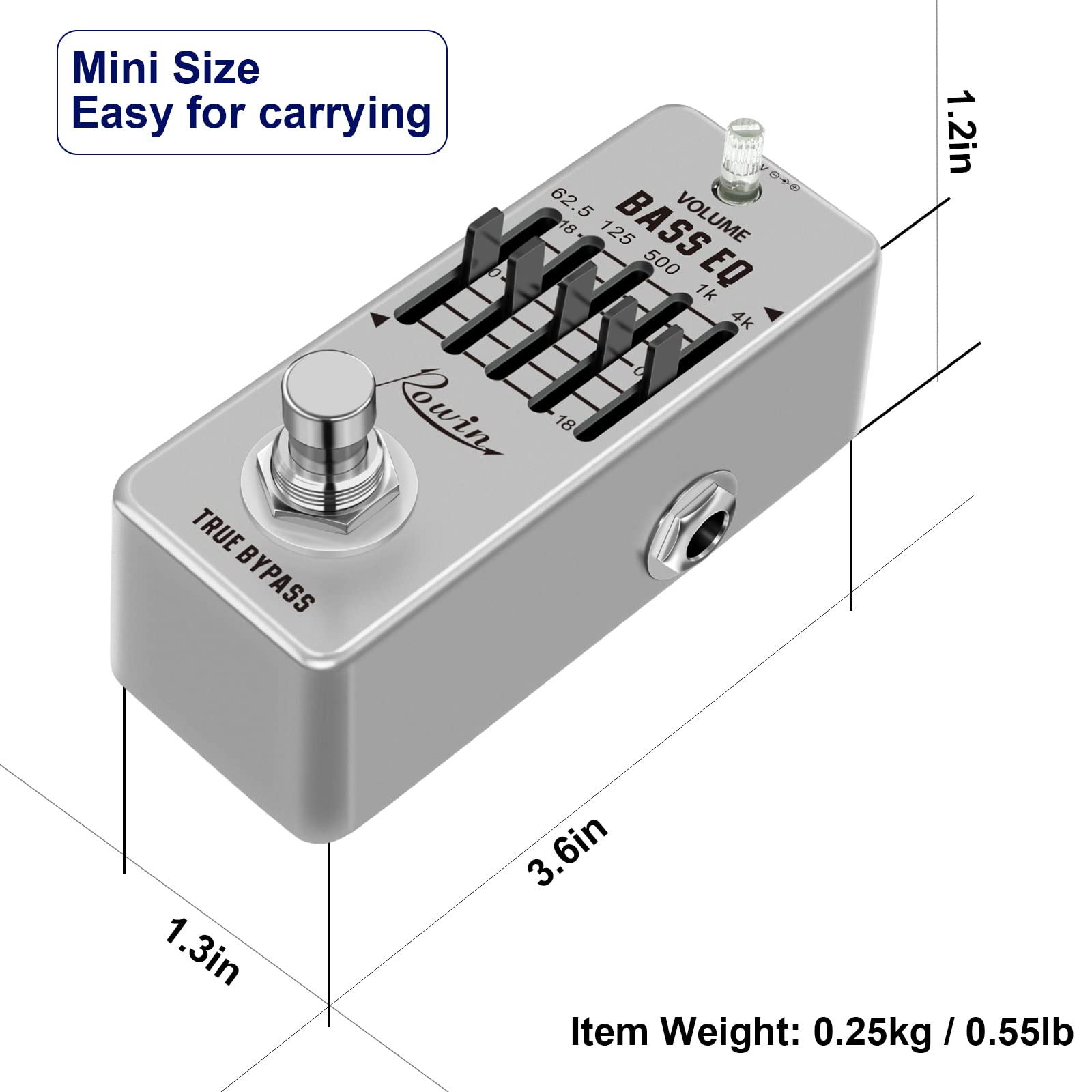 Rowin Bass Equalize Pedal 5 Band for Bass with True Bypass